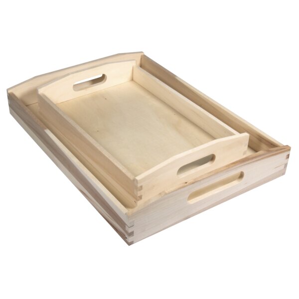 Holz Tablett Set, FSC 100%, 30x20cm + 39x28cm, natur, 13,29