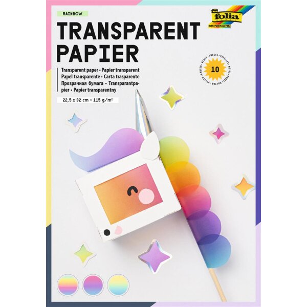 Transparentpapier Rainbow für Laterne, 10 Blatt, 4,89